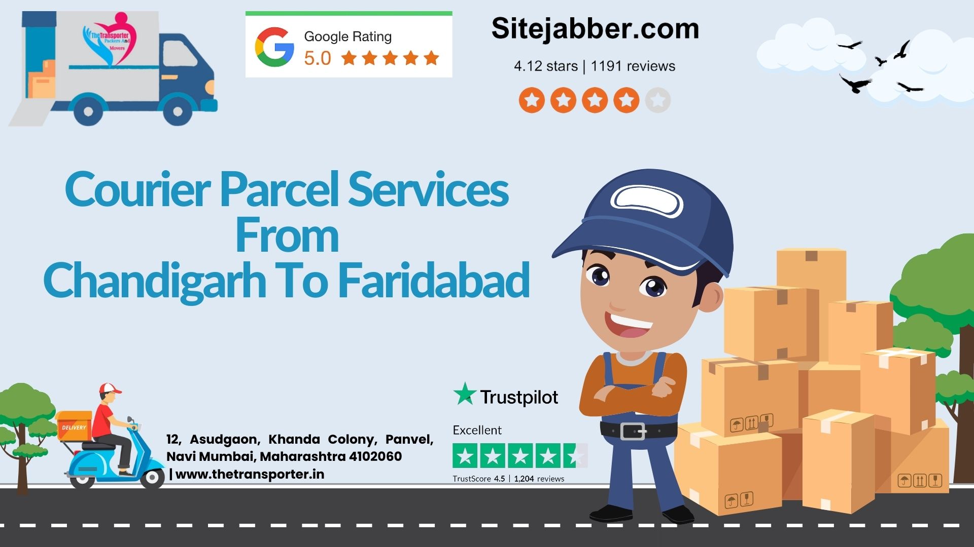 Parcel and Courier Services from Chandigarh to Faridabad | TheTransporter