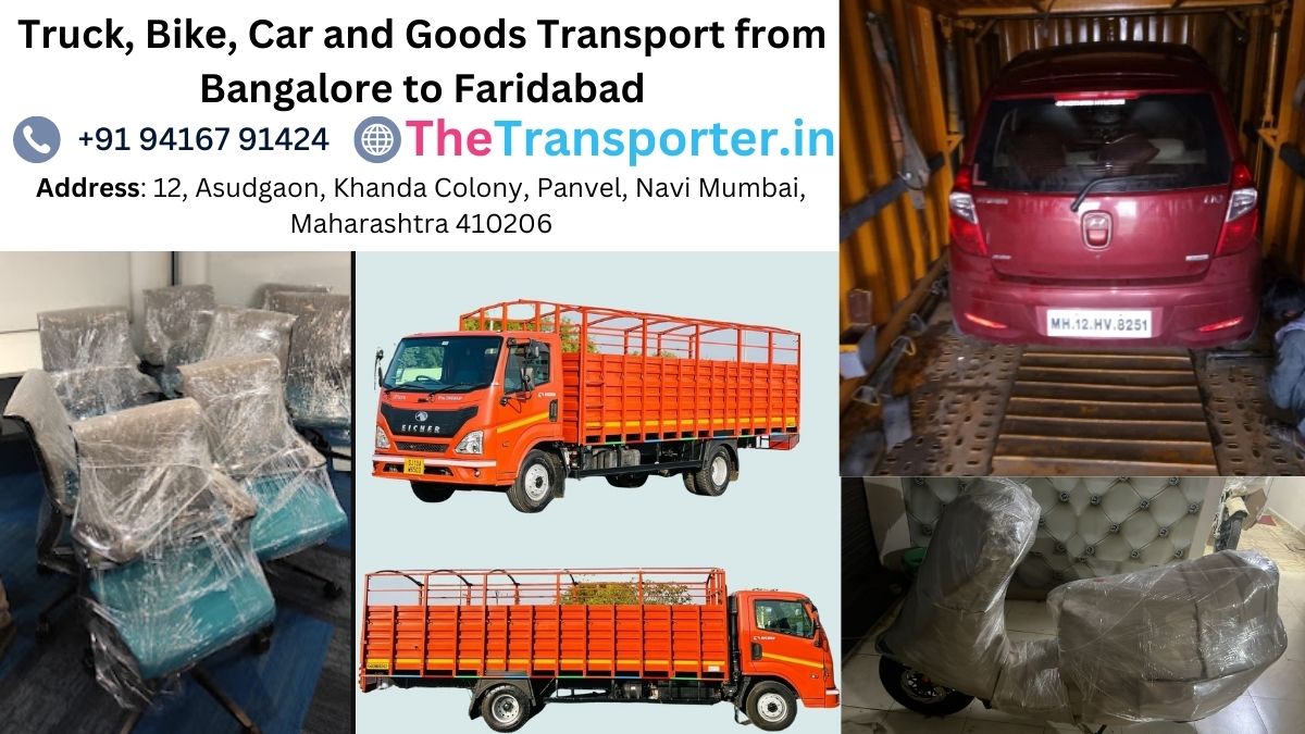 Bangalore to Faridabad Truck Transport with Cost Details