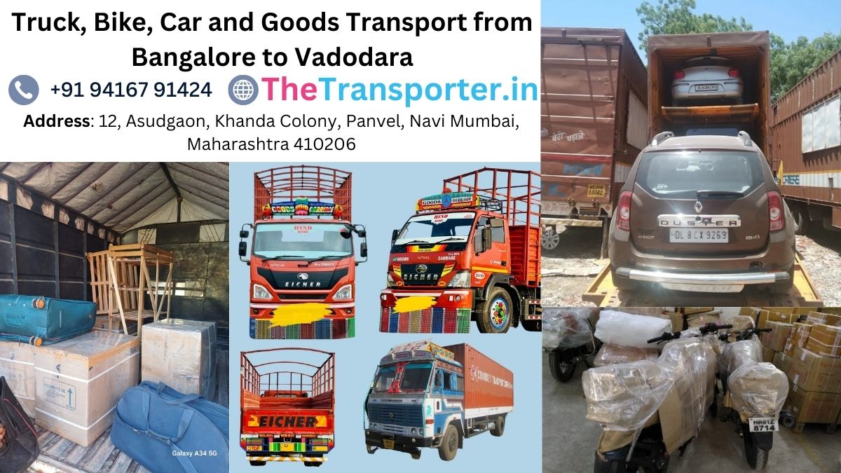 Bangalore to Vadodara Truck Transport with Charges List