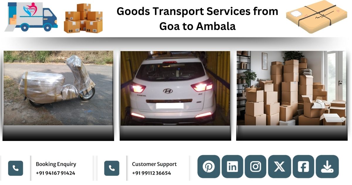 Goa to Ambala Daily Goods and Vehicle Transport Service