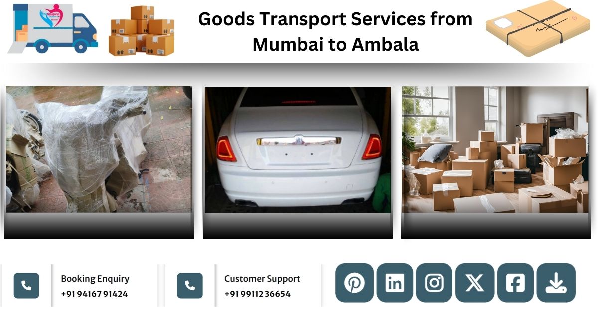 Mumbai to Ambala daily transport trucks for goods shifting