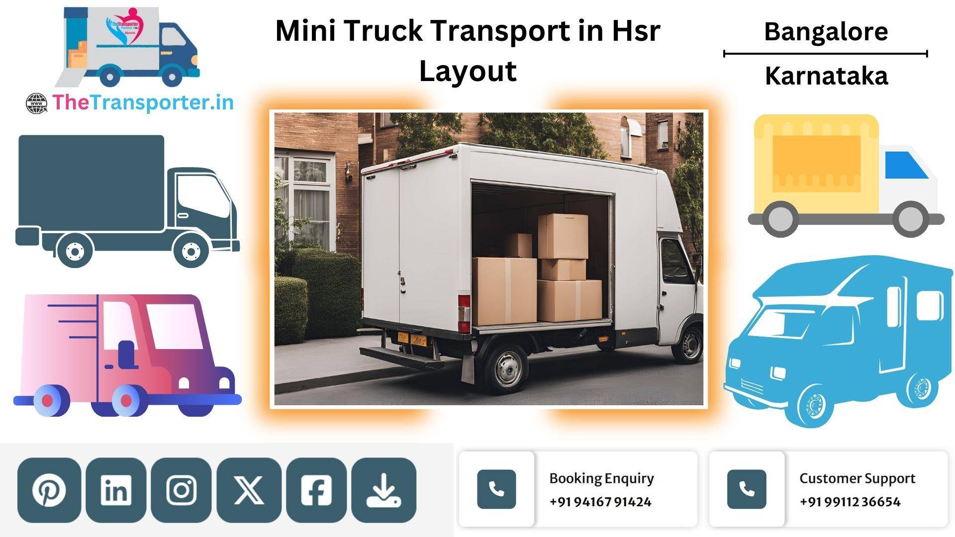 Mini Truck Available for House Shifting in HSR Layout Bangalore