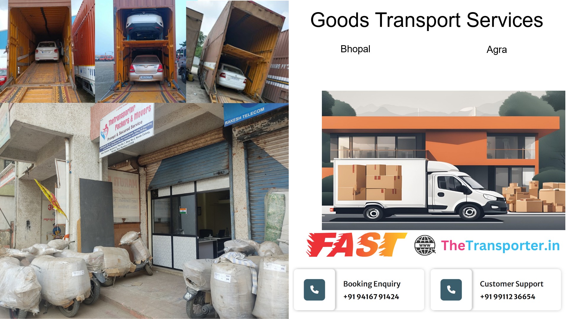 Goods and Car Transport from Bhopal to Agra – TheTransporter