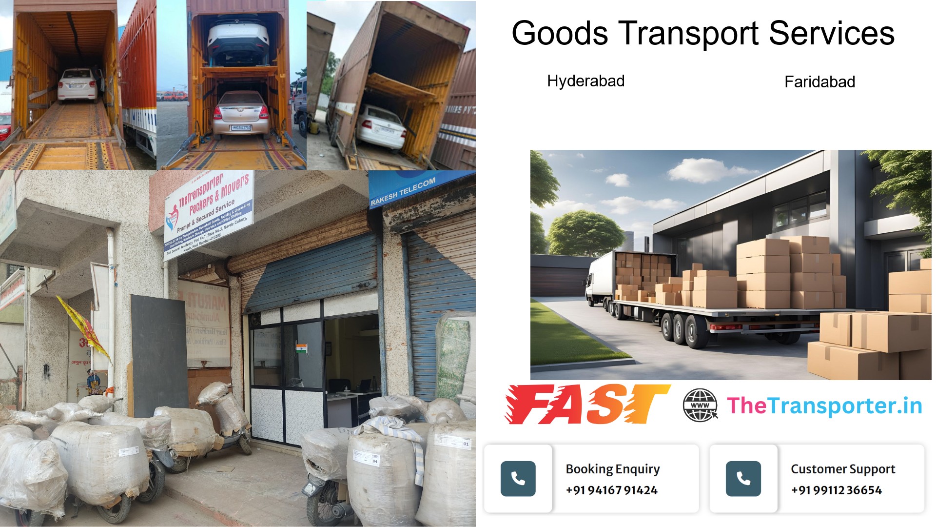 Luggage and Truck Transport from Hyderabad to Faridabad