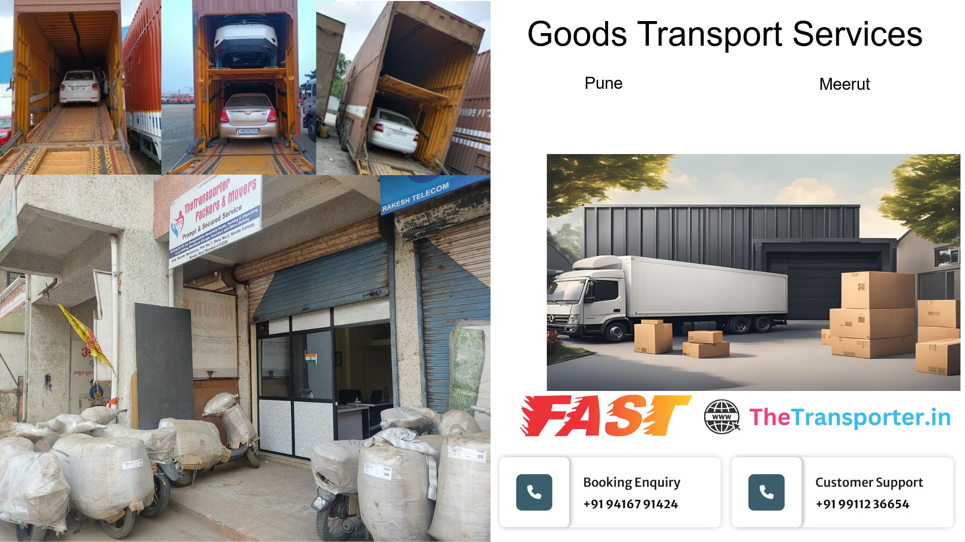 Car and Truck Transport Services from Pune to Meerut | TheTransporter